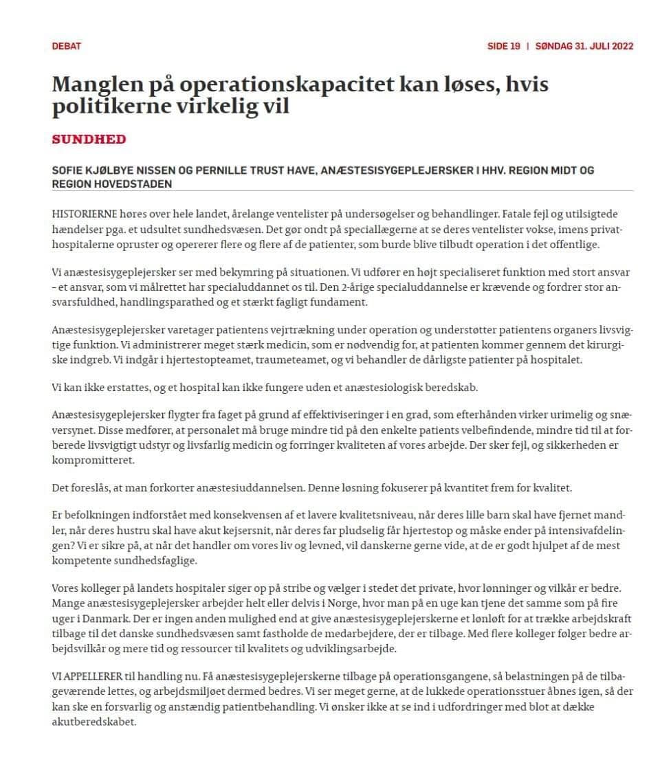 Manglen på operationskapacitet kan løses, hvis politikerne virkelig vil - Danske ...